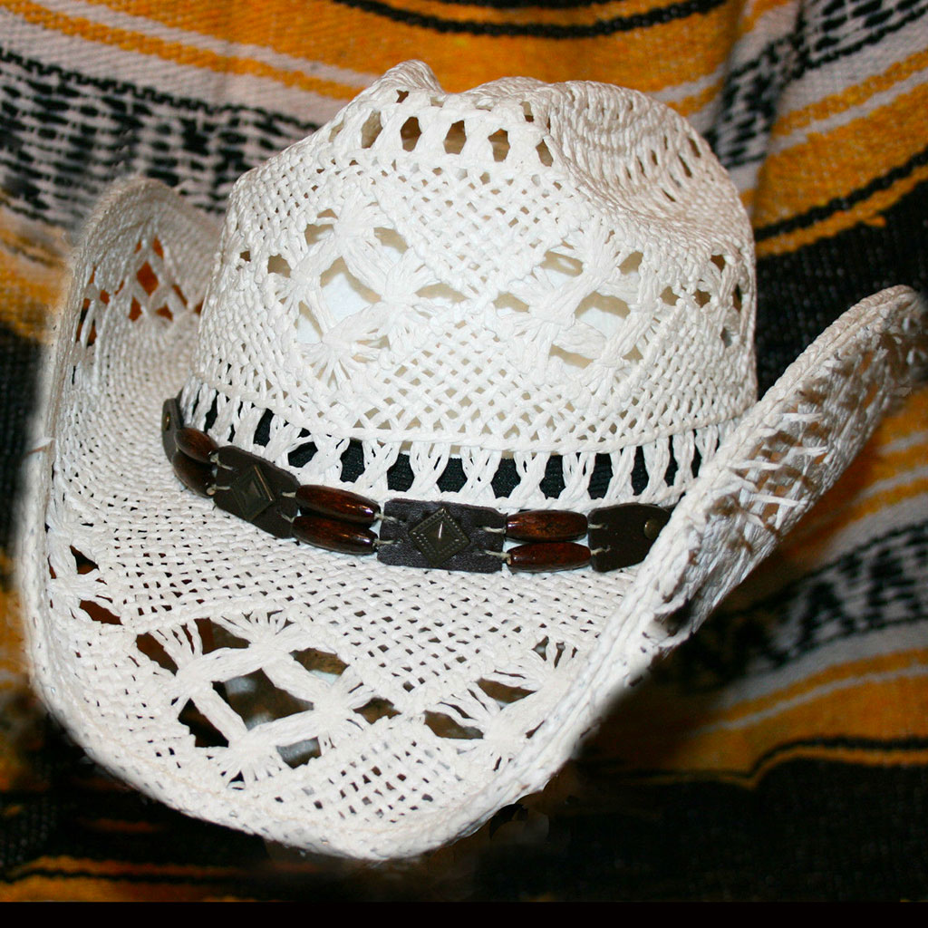 ref:42444 Chapeau country western paille couleur blanc homme/femme | la ...
