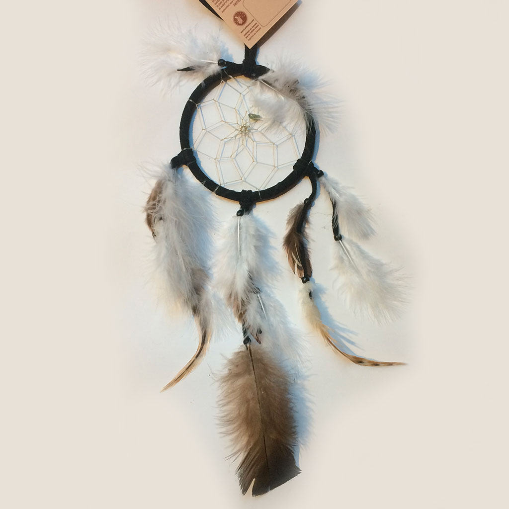ref-DRE-04-00BlkL Capteur de rêves 10,5cm color noir AMERINDIEN HURON 5 ...