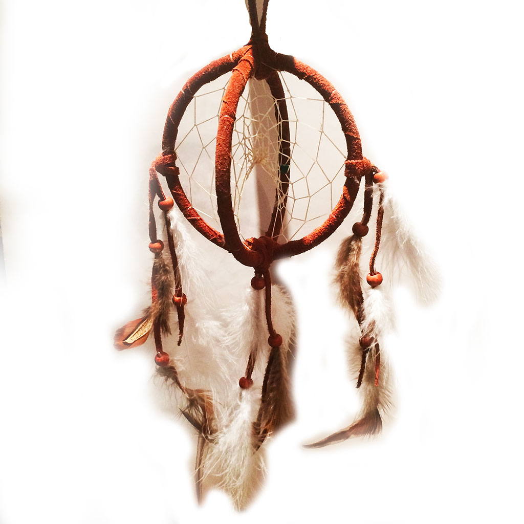 Capteur de rêves en croix diamètre 11 cm color marron AMERINDIEN HURON ...