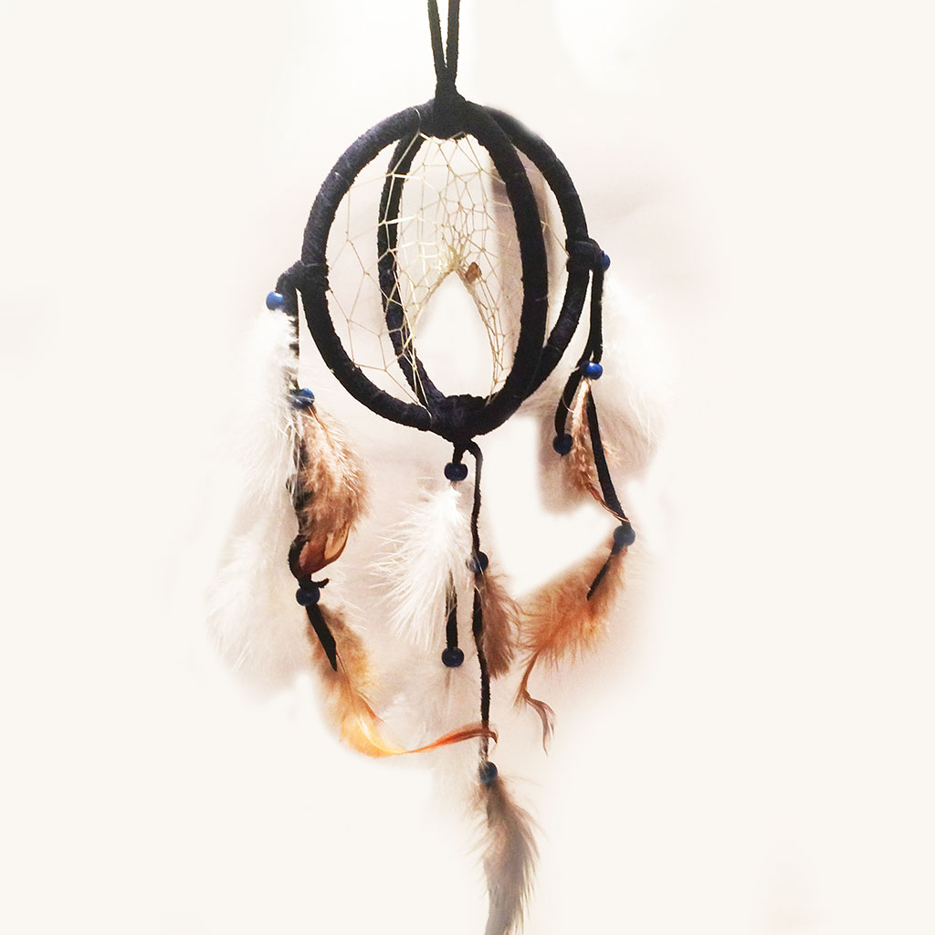 Capteur de rêves en croix diamètre 11 cm color bleu marine AMERINDIEN ...