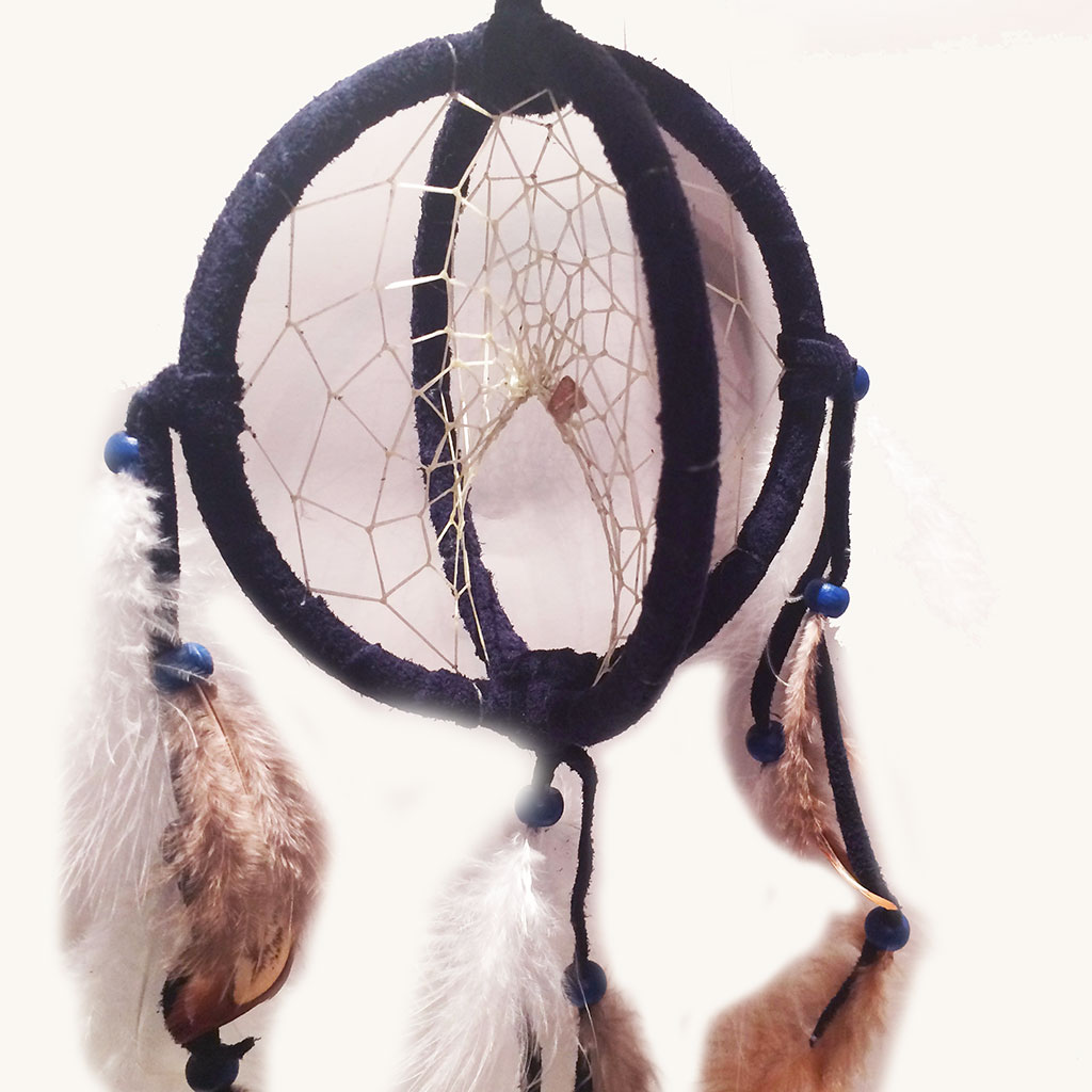 Capteur de rêves en croix diamètre 11 cm color bleu marine AMERINDIEN ...