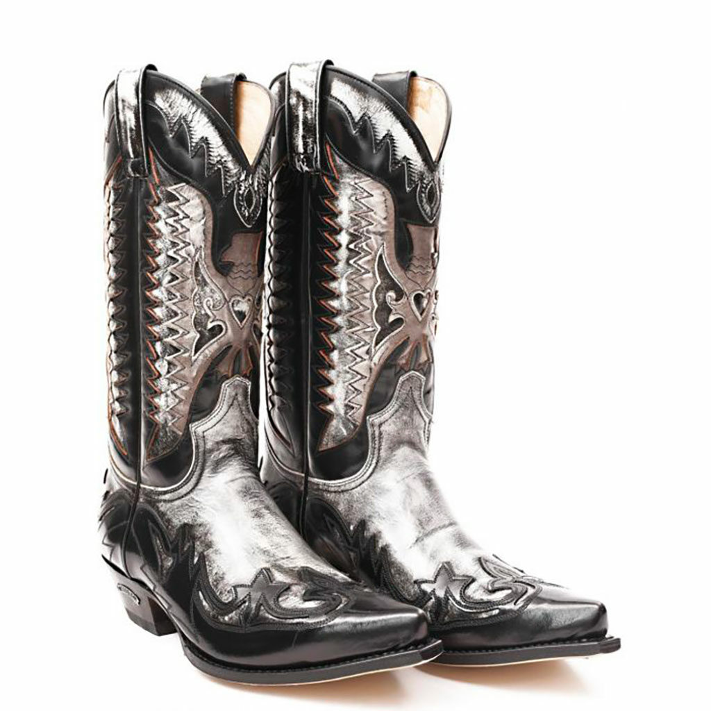 3840 bottes Sendra cuir cuervo FLORA NEGRO-FLORA BLANCO DIRTY UNISEXE ...